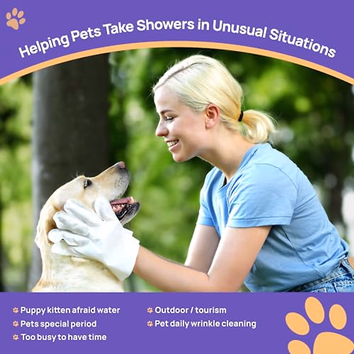 HICC PET Cleaning & Deodorizing Pet Bathing Wipes for Dogs and Cats, Nourish Fur Coconut Oil Gloves Grooming Wipes for Dog/Cat, Dog Cat Cleaning Wipes for Daily Care and Traveling - Unscented