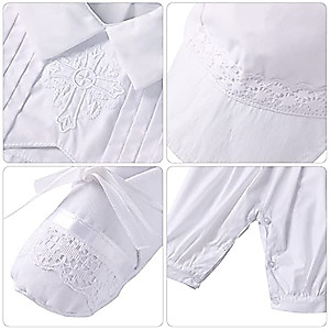 Booulfi Boys Christening Outfit 0-12 Months Baby Boy Baptism Outfit Short Boys' Christening Clothing with Hat Shoes
