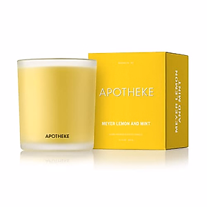 APOTHEKE Market Collection Luxury Scented Jar Candle, Meyer Lemon & Mint, 11 oz - Lemon, Spearmint, Jasmine & Eucalyptus Scent, Strong Fragrance, Aromatherapy, Lasting, Hand Poured in USA, Soy Wax