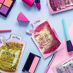 CAI BEAUTY NYC Silver Glitter Bag Gel for Face, Body and Hair 90ml 3.04oz Holographic Cosmetic Grade Glamour Chunky Glitter Makeup | Festival, Rave, Halloween, Concert Accessories for Women