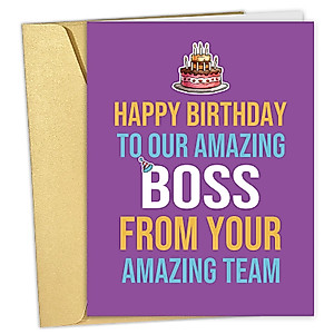 Qiliji Big Birthday Card for Boss, Happy Birthday Card from Your Amazing Team, Boss Birthday Party, Jumbo Bday Card