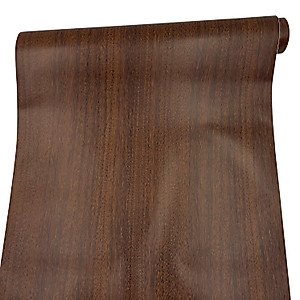 Yifely Minimalist Brown Wood Grain Furniture Paper Self Adhesive Shelf Liner Nightstand Door Sticker 17.7 Inch by 9.8 Feet