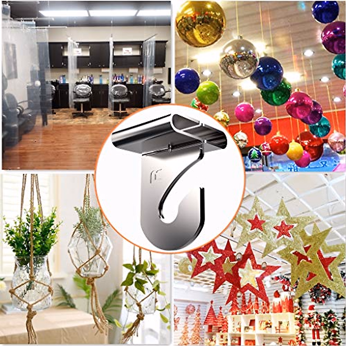 LeoHuks 20 Pairs Drop Ceiling Hooks for Office,Classroom & Home,Great for Hanging Plants,Signs,Lights & Decorations,Metal T-Bar Hooks for Suspended Drop Ceilings,Holds up to 20 lbs