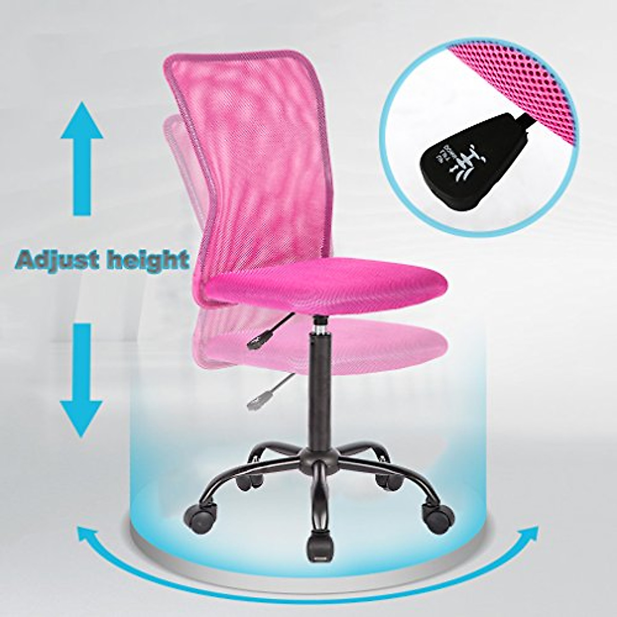 BestMassage Office Chair Desk Chair Mesh Computer Chair with Lumbar Support Armless Swivel Rolling Executive Chair for Back Pain,Pink 4 Pack
