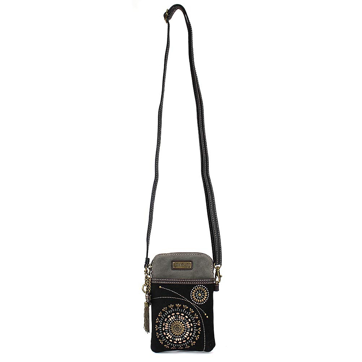 CHALA Dazzled Cell Phone Crossbody Purse-Women PU Leather Multicolor Handbag with Adjustable Strap - Starburst - black