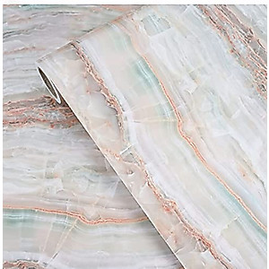 Self Adhesive Vinyl Glossy Granite Marble Contact Paper for Kitchen Countertop Table Desk Bathroom Counter Floor Walls Decal Removable Waterproof 15.7 by 117 Inches
