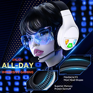 WiseWing 2.4GHz Wireless Gaming Headset for PC, PS5, PS4, Switch, USB Gaming Headphones with Noise Canceling Microphone, Bluetooth 5.4, RGB Lights, 60H Battery Headsets for Mac, Laptop, Mobile