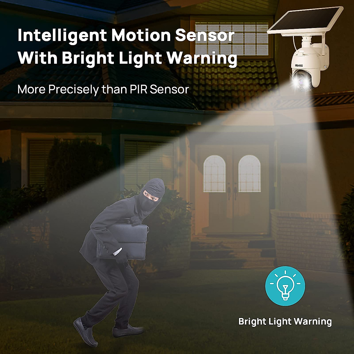 SOVMIKU Solar Security Camera Outdoor,1080P Wire-Free Pan Tilt 360° View Spotlight Indoor,WiFi Solar/Battery Powered Security Cameras 4X Digital Zoom,2-Way Audio, Motion Detection,Tuya APP