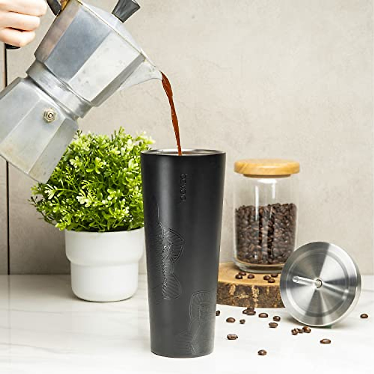 bzyoo SUP Double Wall Vacuum Insulated Tumbler with Straw and Lid Stainless Steel Water Bottle Cold Drink Travel Mug Cup Valentines Gifts For Him & Her (710ml) Color: Mandala Black