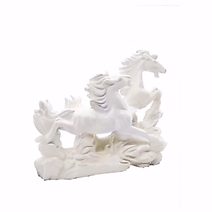 TREEMAISON Vastu White Running Horses for Prosperity | Positive Energy & Good Luck Showpiece | Resin Decor for Home & Office | Health & Wealth Enhancement