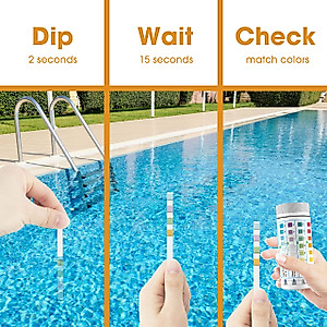 VANSFUL 4 in 1 Pool Test Strips 100 Count, SpaTest Strips, Hot Tubs Water Quality Testing kitat Home Free Chlorine, Total Bromine, Total Alkalinity, pH