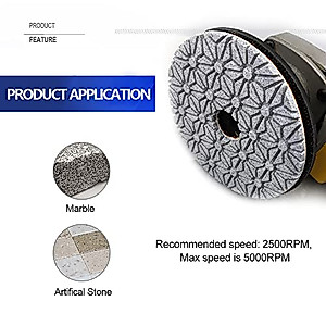 SHDIATOOL 4 - Inch Diamond polishing Pads 3-Step 1 Set for Marble Stone 3PCS 100mm