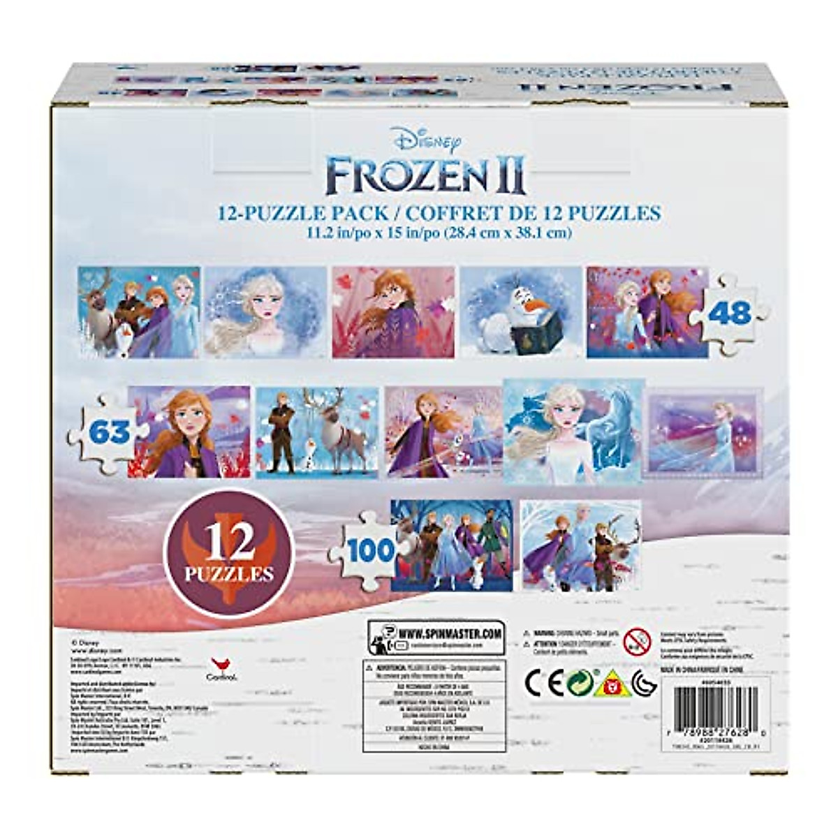 Spin Master Disney Frozen 2, 12-Pack Jigsaw Puzzles for Girls & Boys Princess Elsa Anna Olaf Winter Snow Movie Toy Merch Party Favor, for Kids Ages 4 and up