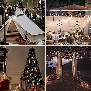 SUWITU String Lights for Outside 50Ft, Outdoor Lights for Patio with 15 Dimmable LED Bulbs, Hanging Porch Plastic Light Waterproof Shatterproof for Bistro, Garden, Backyard, Gazebo, Party Decor