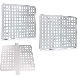 New Clear Kitchen Dish Safe Kitchen Sink Protector Mat Pad Set, 3 Piece Combo Set Includes -2 Sink Mats - 1 Sink Saddle