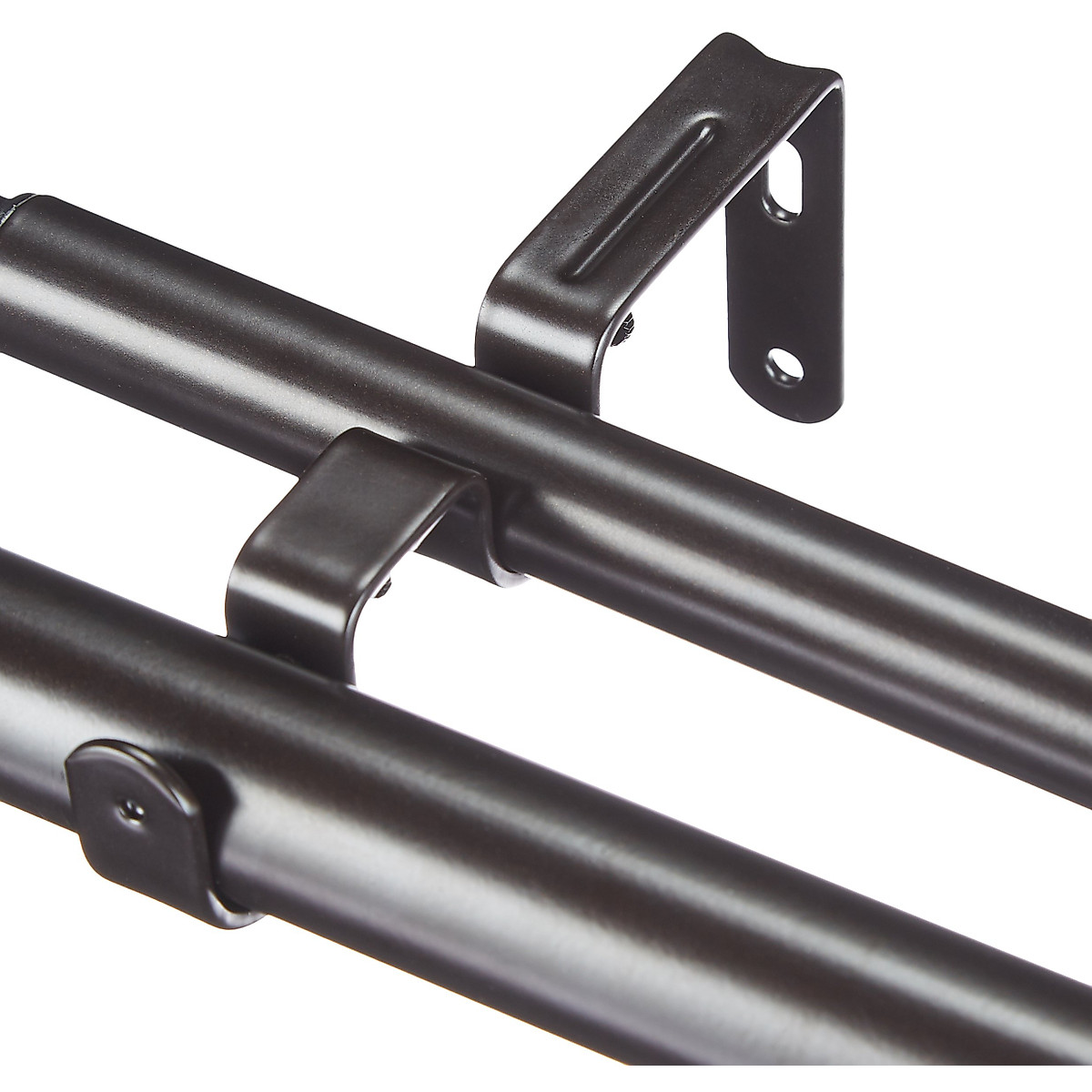 Amazon Basics 1" Double Curtain Rod with Square Finials - 72" to 144", Dark Bronze (Espresso)