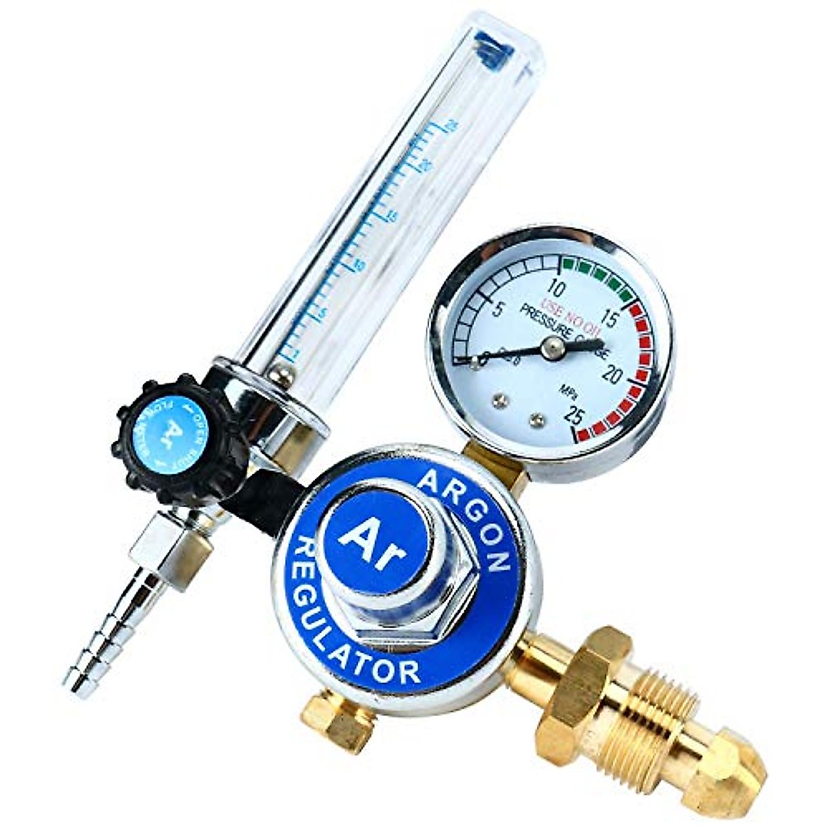 Argon Regulator With Flowmeter TIG Welder MIG Welding CO2 Regulator 0 to 25 L/MIN - 0 to 25 MPA Pressure Gauge CGA580 Inlet Connection Gas Welder Welding Regulator with Built-In Flow Meter