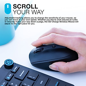 JLab GO Charge Wireless Mouse, Connect Via Bluetooth or USB Wireless Dongle, Multi-Device Toggle, Portable, Ultra-Compact and Lightweight for Work on The Go, Adjustable Tracking, (1 Pack)