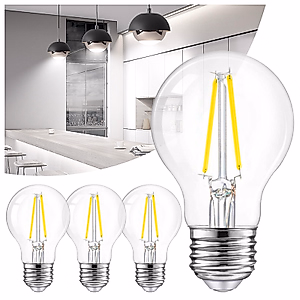 DAYBETTER 4 Pack LED Edison Bulbs, E26 LED Bulb 60W Equivalent, High Brightness 800 LM Daylight White 5000K, A19 LED Filament Light Bulbs, Clear Glass Style for Home, Non-Dimmable