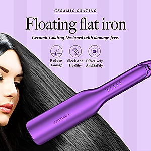 Milano by Laurenza Hair Straightener and Curler 2 in 1, SuperMax Design 8.5 Inch² Extra-Large 3D Floating Ceramic Flat Iron, Dual Voltage Straightening Irons with 20 Million cm³ Anion Outlet (Purple)