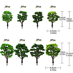 Evemodel S0601 16pcs Model Road Trees Train Railways Architecture Landscape Scenery O Scale 1:50 Green Dark Green Light Green
