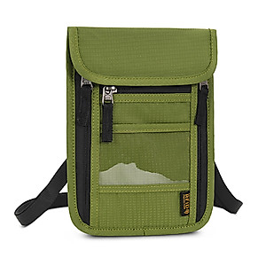 Lufyzora Passport Holder Neck Pouch for Women&Men Adjustable Strap Neck Wallet for Traveling RFID Blocking Travel Wallet (Green)