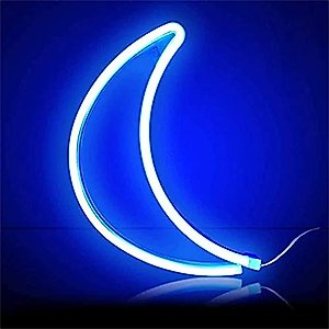 Nordstylee Neon Moon Signs USB or Battery Powered Art Decorative Lights for Children's Room/Birthday Party/Holiday/Wedding Decoration (Blue)