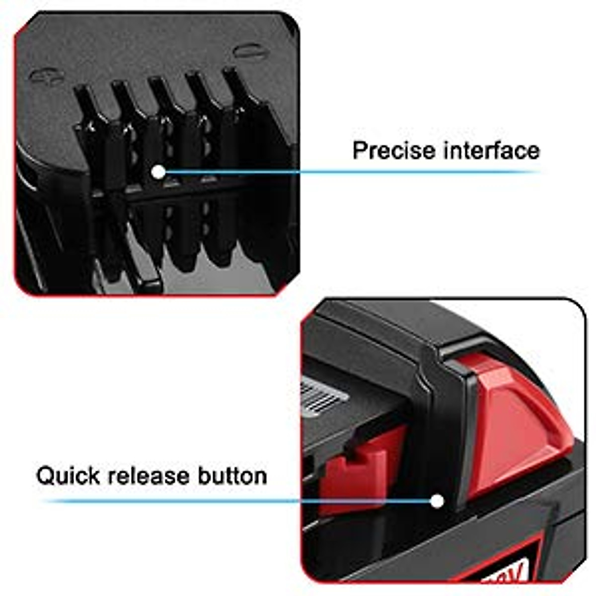 2Pack 6500mAh 48-59-1850 Replacement 18V Milwaukee M18 Battery 18Volt XC M18 48-11-1815 48-11-1820 48-11-1850 48-11-1860 Batteries with 48-59-1812 M12/M18 Milwaukee Battery Charger kit 48-11-2420