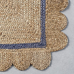 nuLOOM Tera Petals Braided Jute Area Rug, 4x6, Blue