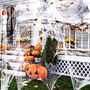 1000 sqft Stretch Spider Web for Indoor and Outdoor Halloween Decorations, Halloween Theme Party (White)