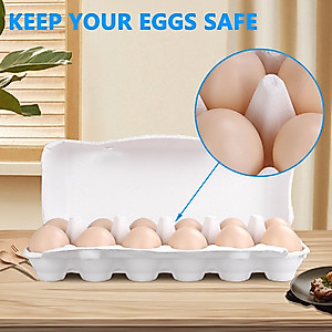 LOEQIAN 30 Pack 12 Count White Pulp Egg Cartons, Blank Cardboard Egg Cartons with 100 Egg Labels, One Dozen Egg Holder Container Organizer for Home, Kitchen, Farmhouse, Sturdy & Reusable
