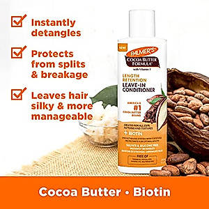 Palmer's Cocoa Butter & Biotin Length Retention Leave-In Conditioner, Instant Detangler, Soften and Strengthen Textured and Curly Hair, 8.5 Ounce