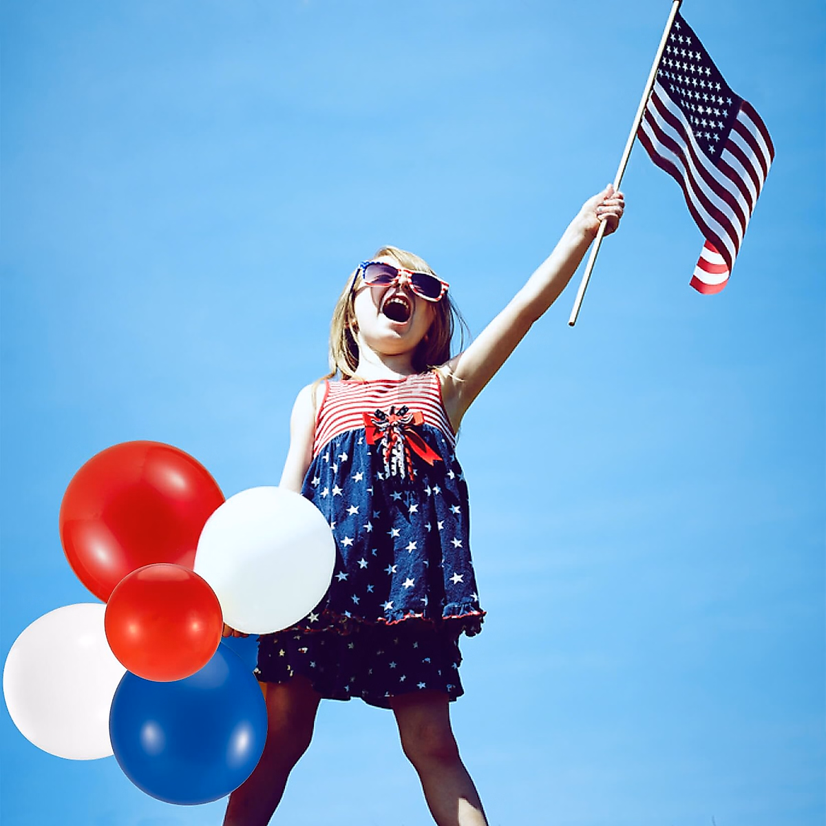 30Pcs Red White and Blue Balloons - MAQIHAN 4th of July Decorations Independence Day Patriotic Anniversary Globos Para Decoracion De Fiestas Balloons for Birthday Party Ballons Decoration 12 Inch