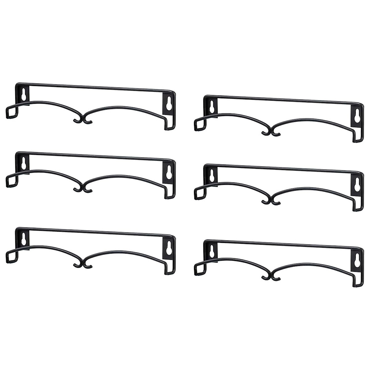 MyGift Wall Mounted Retro Style Matte Black Metal Wire Holder for Vinyl Records Showcase, Floating Album Cover Art, Hanging LP Record Display Rack, Set of 6