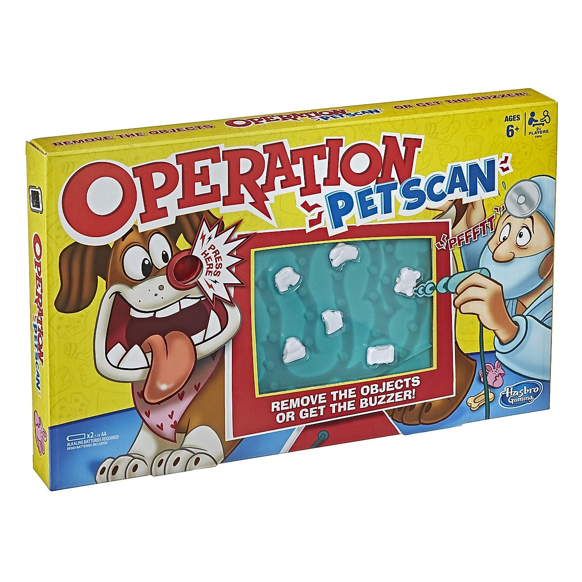 Operation Pet Scan Board Game for 2 or More Players, Kids Ages 6 and Up, with Silly Sounds, Remove The Objects or Get The Buzzer