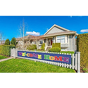 Extra Large Welcome Home Banner,Welcome Home Bunting Banner,Homecoming Deployment Return Party Sign - 9.8 x 1.6 Feet