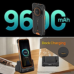 Ulefone Rugged Smartphone, Power Armor 16 Pro 9600mAh Battery, Android 12 4GB+64GB Rugged Phone, 16MP Rear Camera, 5.93" HD+ Screen, 3.5W Loud Speaker, Built-in Glare Flashlight, Dual SIM 4G-Orange