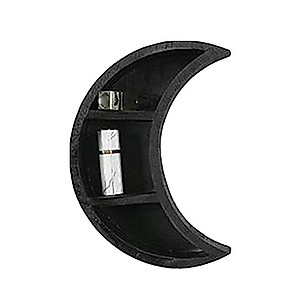 PUXING Hanging Wooden Shelf, Wall Mounted Floating Moon Shelves, Home Wall Decor for Living Room Bedroom Bathroom Kitchen