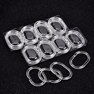 24 Packs Plastic Shower Curtain Rings Hooks for Bathroom Shower Window Rod (Clear)