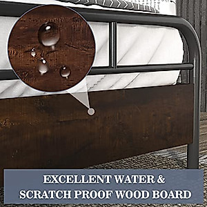 Allewie Heavy Metal King Bed Frame with Headboard & Footboard, Platform Bed with Strong 13 Support, Noise Free, No Box Spring Needed, Easy Assembly, Sandalwood Brown