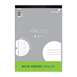 Silvine A4 Book Keeping Analysis Pad, 80 Pages Printed 'Analysis' 8 Columns - Ref A4A8,Grey