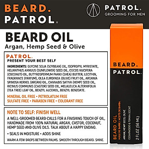 Beard Patrol Men's Beard Oil - Softens, Smooths & Strengthens Beard Growth – Grooming Beard and Mustache Maintenance Treatment - Cedarwood & Tonka