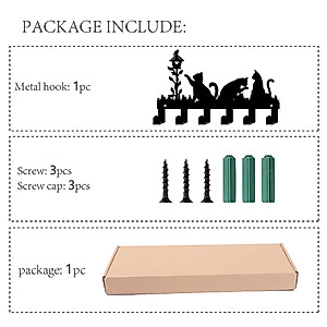 CREATCABIN Black Cats Key Holder for Wall Key Hanger Metal Key Organizer Coat Rack with 10 Hooks Key Hanging Holder Iron Wall Mount Hooks Wall Decorative for Entry Hallway Front Door 10.6x6.3Inch