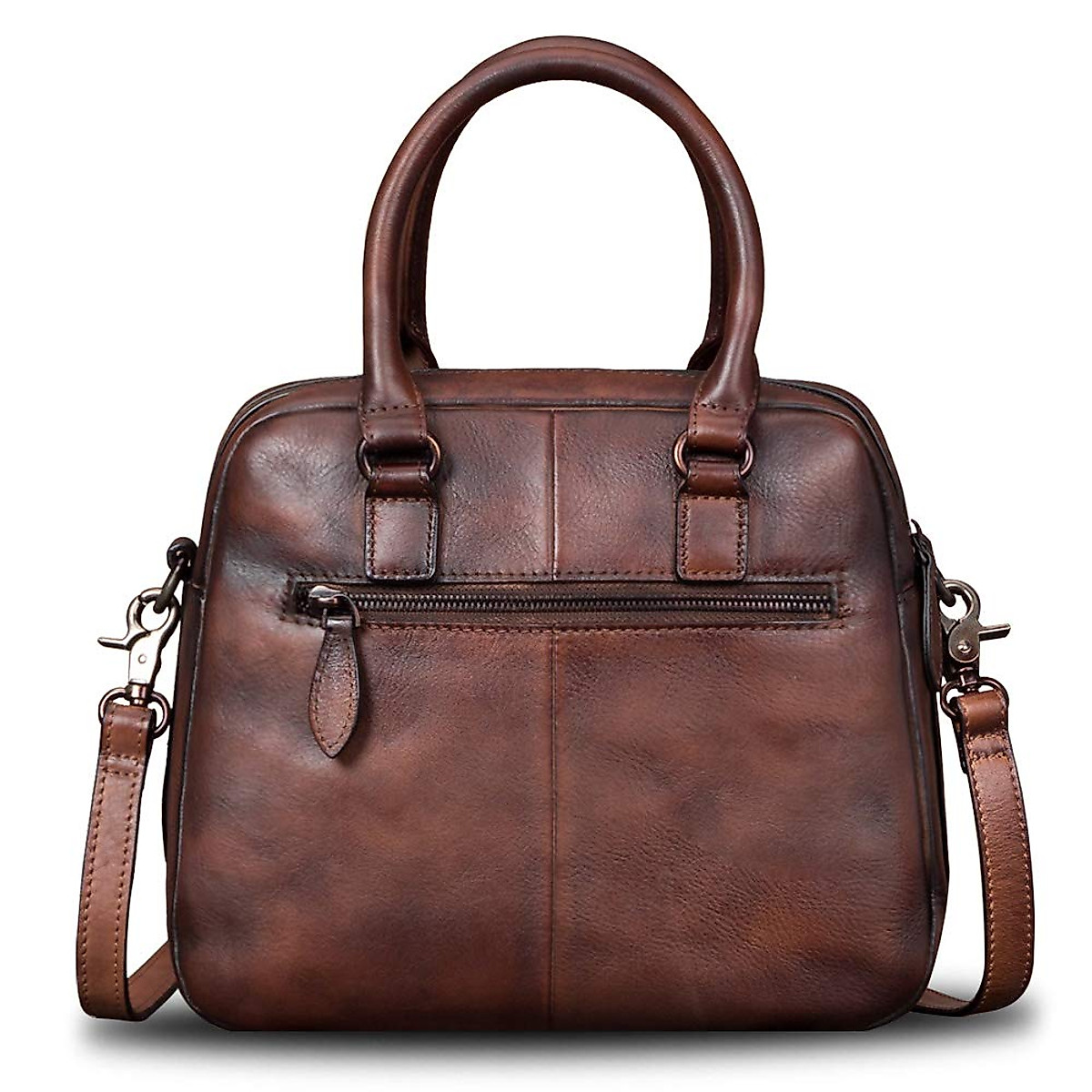 Genuine Leather Satchels Top Handle Bags for Women Handmade Vintage Crossbody Bag Purse (Coffee) Medium