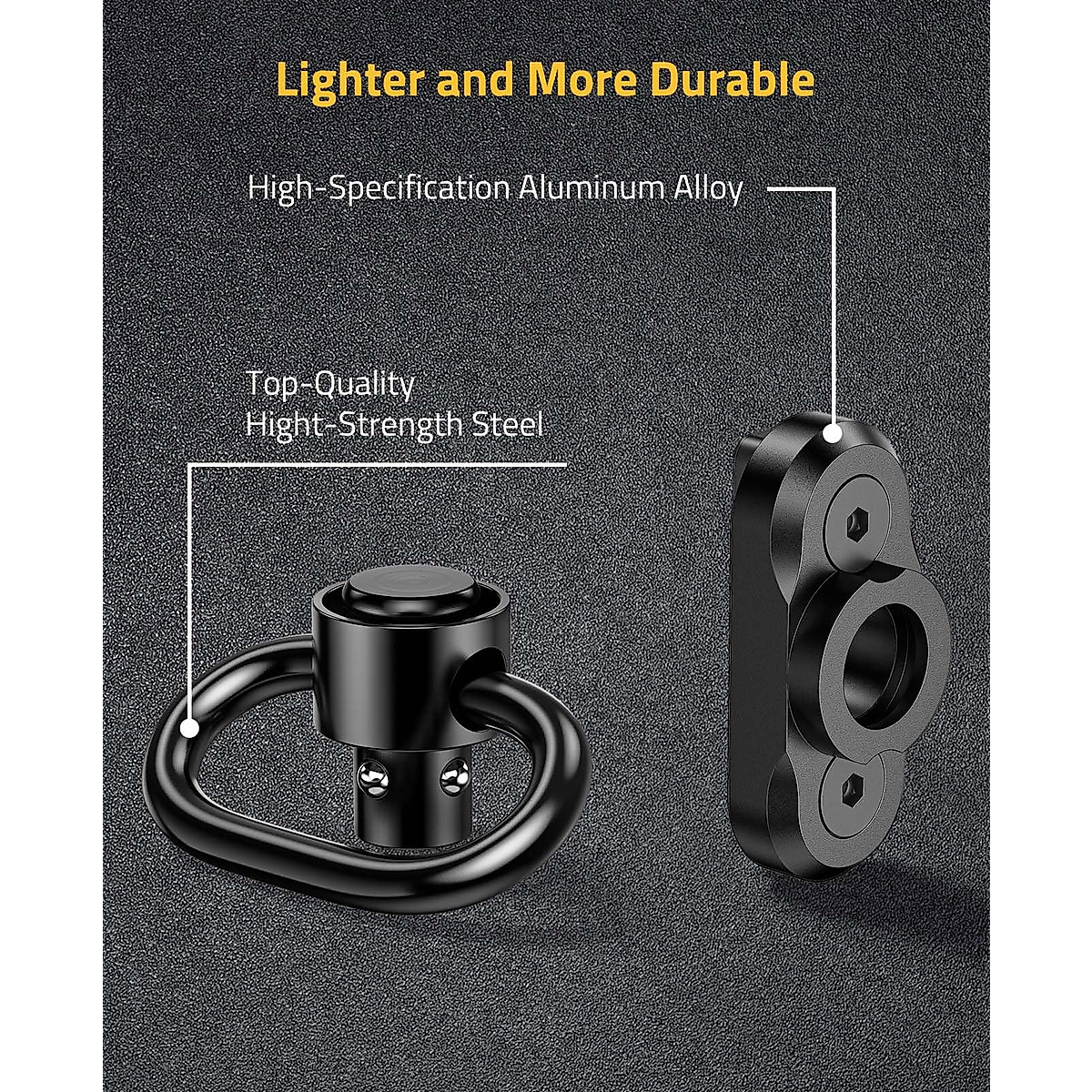 CVLIFE Qd Sling Mount 1.25" Sling Swivel 2-Pack for Two Point Sling (2 Pack 360° Rotation Sling Mount)