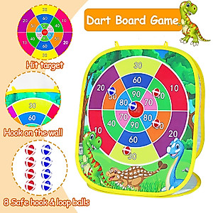 3 in 1 Bean Bag Toss Game for Kids, Toddler Toys for 2 3 4 5 Year Old Boys Girls Birthday Gifts, Dinosaur Cornhole Party Games Backyard Outdoor Outside Toys Ages 1-3 2-4 4-8 Valentine Easter Toy Game