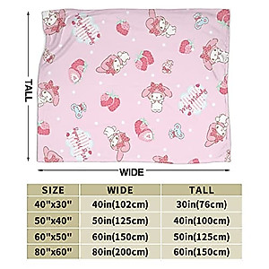 ORPJXIO Blanket Kuromi Anime My Melody Throw Flannel Blanket Bed Blanket for Couch Sofa Bedroom Home Decor 60"x50"