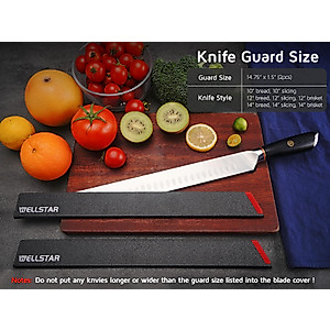 WELLSTAR Knife Edge Guards Set, 2 Piece 14 Inch Universal Blade Covers, BPA Free ABS Protective Long Blade Sheaths, Non-Scratch Felt Lining Brisket Knives Covers (Knives not included)