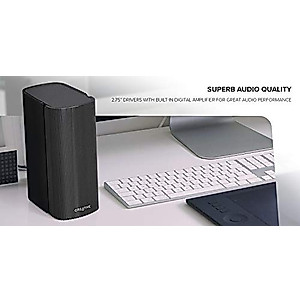 Creative T100 2.0 Compact Hi-Fi Speakers, up to 80W Peak Power with Bluetooth 5.0, Optical-in, AUX-in, Wide Soundstage and Audio Clarity with Bass Control for Computers and Laptops (Black)