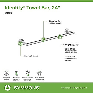 Symmons 673TB-24 Identity 24 in. Wall-Mounted Towel Bar in Polished Chrome